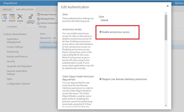 Anonymous Authentication in SharePoint 2013